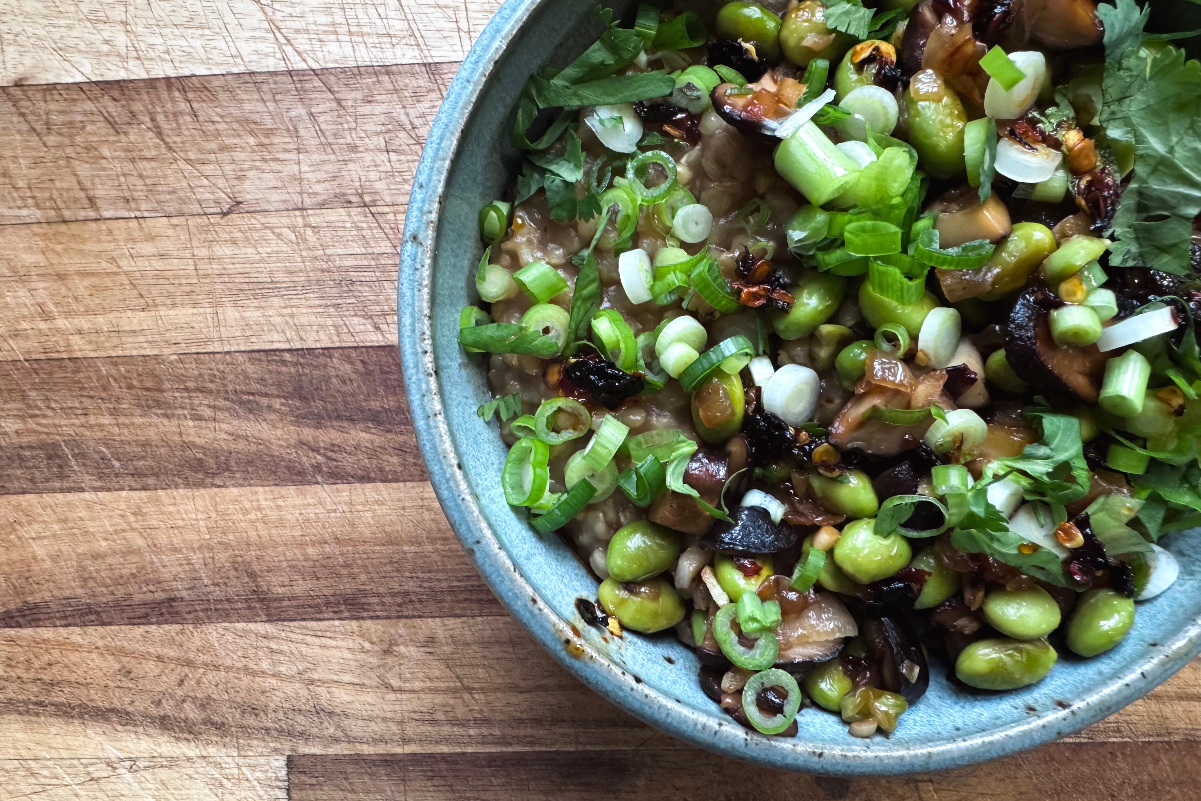 Brown Rice Congee with Shiitakes & Edamame – Artemisia Farm & Vineyard