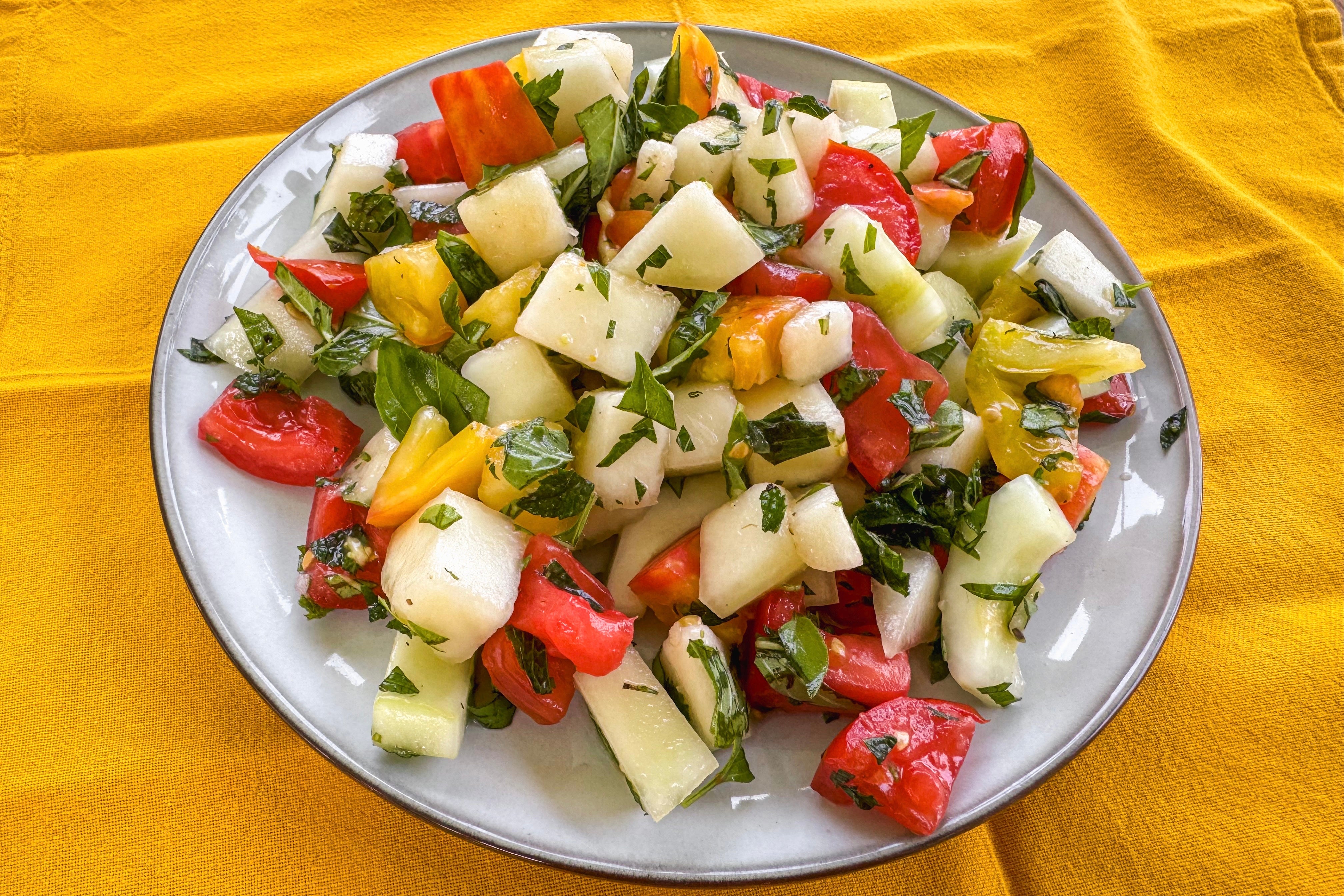Melon Salad with Cherry Tomatoes and Cucumber – Artemisia Farm & Vineyard